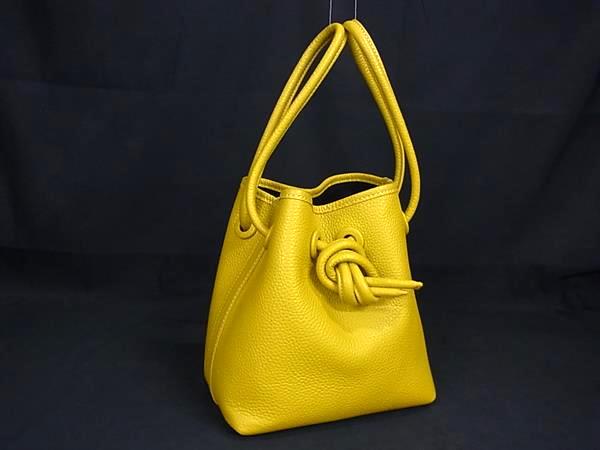 ■新品同様■ VASIC ヴァジック ボンド レザー 巾着型 ハンドバッグ トート レディース イエロー系 FL5896