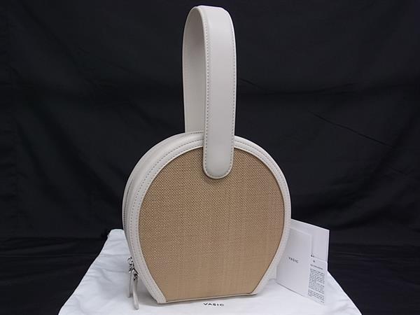 ■新品■未使用■ VASIC ヴァジック ラフィア×レザーワンハンドル ハンドバッグ レディース アイボリー系×ブラウン系 FL6511