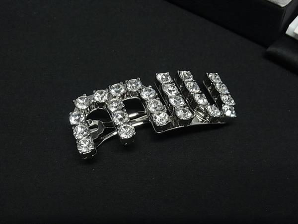 ■新品■未使用■ miumiu ミュウミュウ 5JF082 バレッタ ヘアアクセサリー 髪留め レディース シルバー系 FL9531