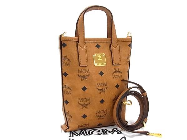 ■新品■未使用■ MCM エムシーエム モノグラム ヴィセトス柄 レザー 2WAY ミニ ハンドバッグ ショルダー ブラウン系 FM1350