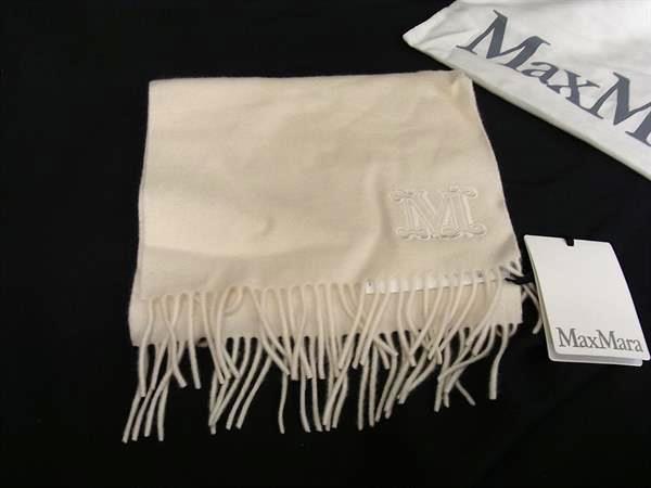 ■新品■未使用■ Max Mara マックスマーラ ダリア カシミヤ100％ フリンジ マフラー 防寒具 レディース アイボリー系 FM3136