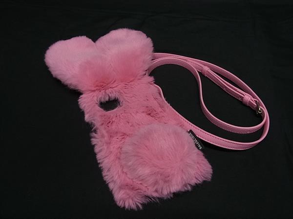 ■極美品■ BALENCIAGA バレンシアガ スマホケース アイフォンカバー iPhone 12/12PRO対応 レディース ファー ピンク系 FM4047