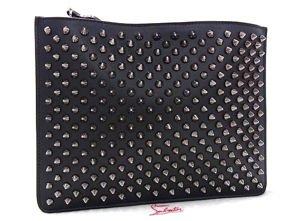 ■新品■未使用■ Christian Louboutin クリスチャンルブタン レザー スパイクスタッズ  ポーチ マルチケース ブラック系 FM4305