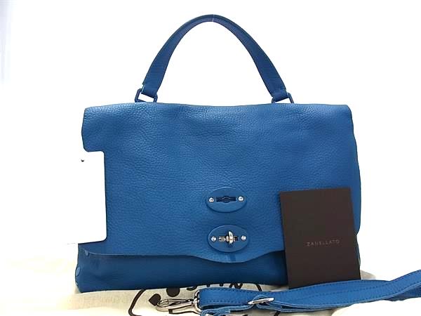 ■新品■未使用■ ZANELLATO ザネラート ポスティーナ レザー 2WAY ハンドバッグ トート ショルダー レディース ブルー系 FM4483