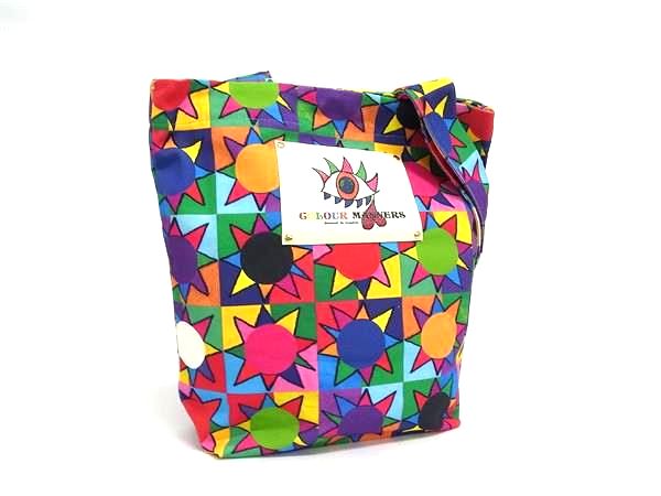 ■新品■未使用■ COLOUR MANNERS カラーマナーズ キャンバス サン 太陽 トートバッグ ショルダー 肩掛け マルチカラー FM5777