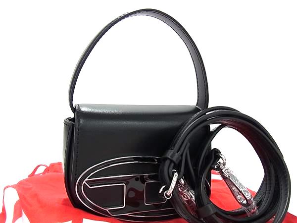 ■新品■未使用■ DIESEL ディーゼル レザー 2WAY クロスボディ ハンドバッグ ショルダーバッグ 肩掛け ブラック系 FM7314