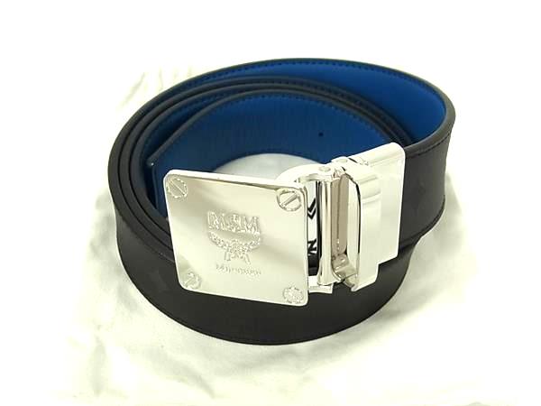 ■新品■未使用■ MCM エムシーエム モノグラム ヴィセトス柄 レザー シルバー金具 ベルト メンズ レディース ブラック系 FM8059