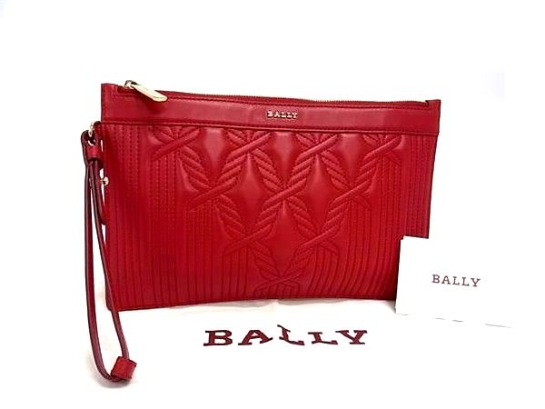 ■新品同様■ BALLY バリー レザー クラッチバッグ セカンドバッグ レディース レッド系 FN2972