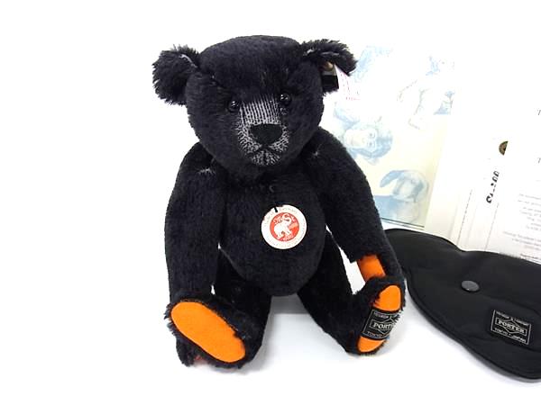 ■極美品■ Steiff シュタイフ 675904 ポーター 吉田カバン テディベア くま クマ ぬいぐるみ ブラック系 FN4949
