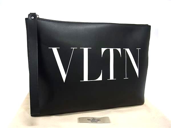 ■美品■ VALENTINO GARAVANI ヴァレンティノ ガラヴァーニ レザー クラッチバッグ セカンドバッグ メンズ ブラック系 FN5559
