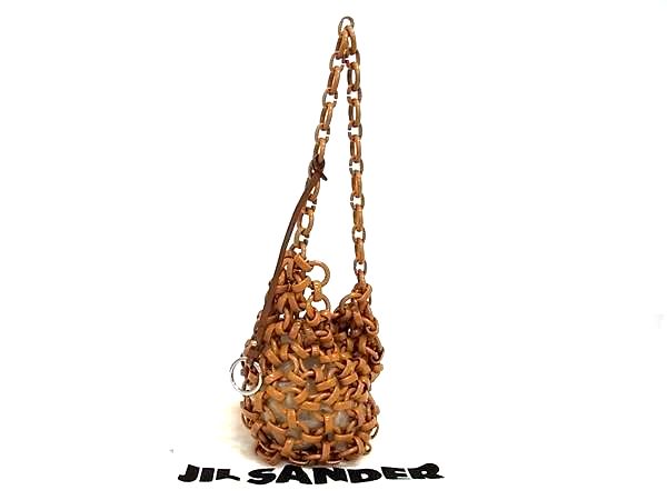 ■新品同様■ JIL SANDER ジルサンダー リンクバッグ リサイクル樹脂 ワンハンドル ハンドバッグ ショルダー ブラウン系 FN5564