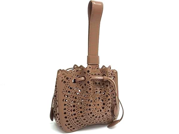 ■新品同様■ ALAIA アライア ローズマリー レザー ワンハンドル ハンドバッグ レディース ブラウン系 FN5840