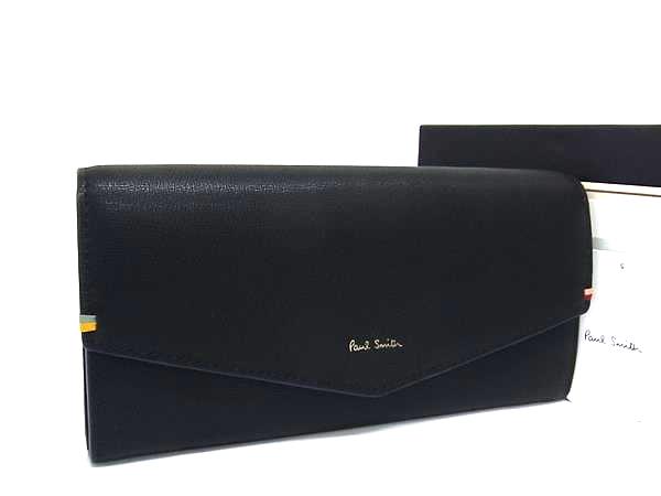 ■極美品■ Paul Smith ポールスミス レザー 二つ折り 長財布 ウォレット 札入れ 小銭入れ メンズ ダークネイビー系 FN6921