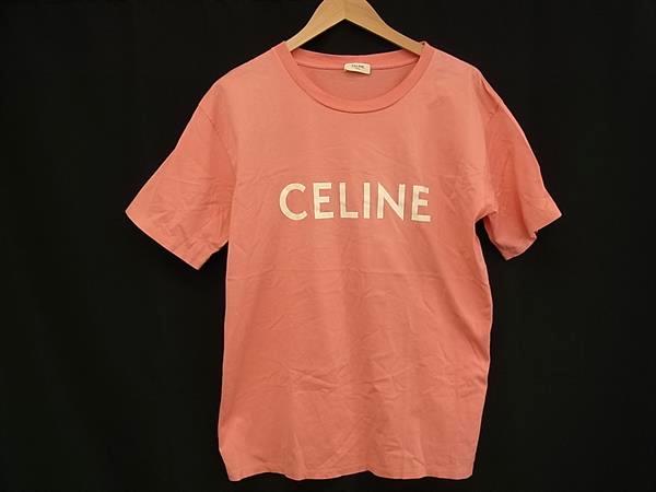 ■美品■ CELINE セリーヌ コットン100％ 半袖 Tシャツ トップス 表記サイズS 洋服 メンズ レディース ピンク系 FN7784