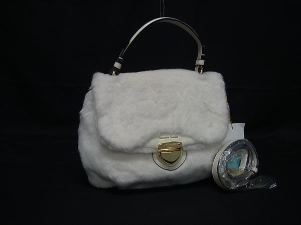 ■新品■未使用■ Samantha Thavasa サマンサタバサ ファー ハンドバッグ ショルダーバッグ レディース ホワイト系 FN8642