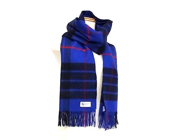 ■新品同様■ Johnstons of Elgin ジョンストンズ オブ エルガン カシミヤ100% マフラー ストール ショール 防寒具 ブルー系 FN9482