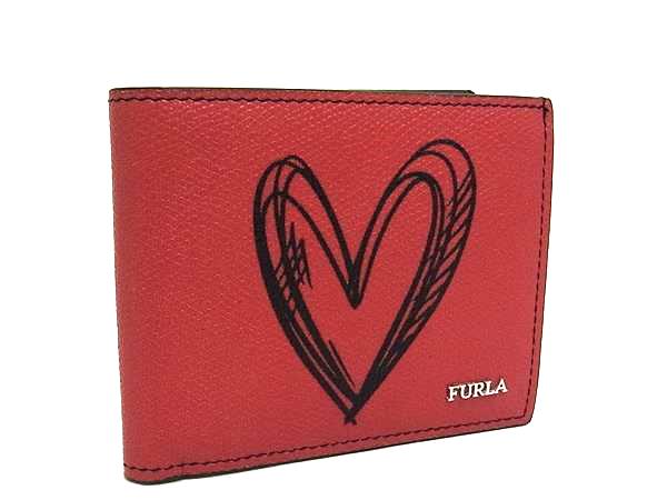 ■新品■未使用■ FURLA フルラ レザー 二つ折り 財布 ウォレット 札入れ カード入れ 小銭入れ レディース レッド系 FP4698