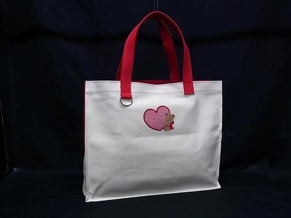 ■新品■未使用■ familiar ファミリア キャンバス トートバッグ ハンドバッグ 肩掛け レディース アイボリー系×レッド系 FP5856