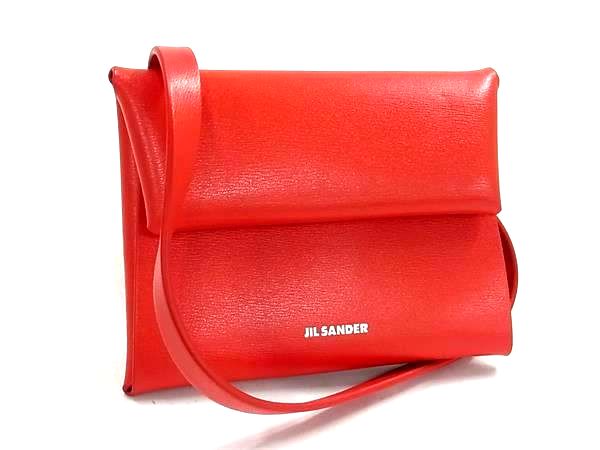 ■新品■未使用■ JIL SANDER　ジルサンダー レザー ショルダーバッグ クロスボディ 斜め掛け 肩掛け レディース レッド系 FP7198