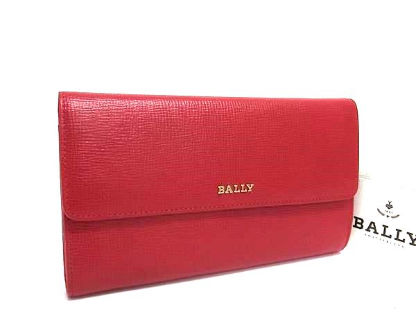 ■新品■未使用■ BALLY バリー レザー 三つ折り 長財布 ウォレット 小銭入れ 札入れ カード入れ レッド系 FP7784
