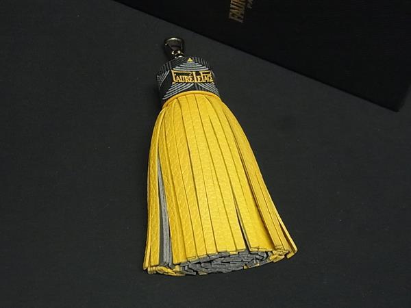 ■新品同様■ FAURE LE PAGE フォレ ル パージュ レザー タッセル ストラップ キーホルダー チャーム レディース イエロー系 FP9191