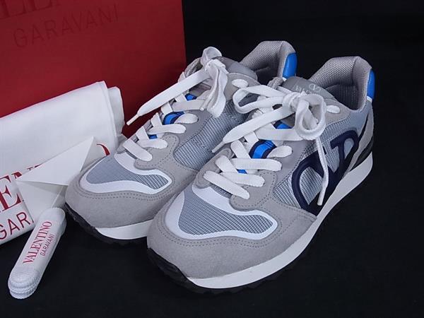 ■極美品■ VALENTINO ヴァレンティノ スエード×レザー スニーカー 表記サイズ 40 (約25cm) 靴 シューズ メンズ グレー系 FQ0269