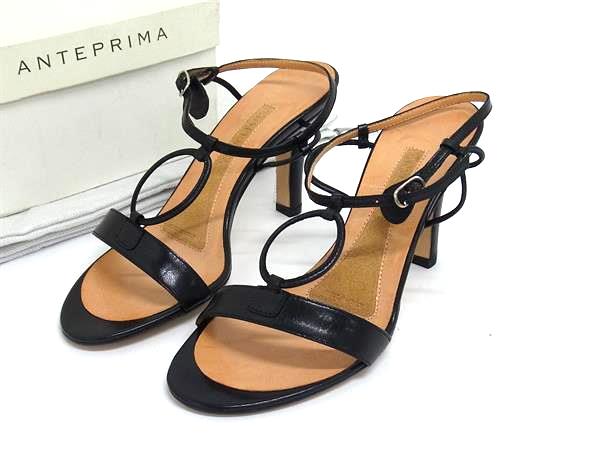 ■新品同様■ ANTEPRIMA アンテプリマ レザー ヒール サンダル 表記サイズ 35 (約22.0cm) 靴 シューズ ブラック系 FQ1570
