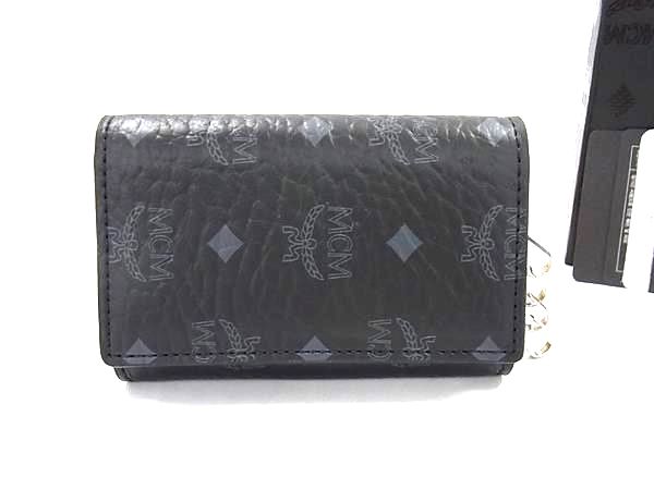 ■新品■未使用■ MCM エムシーエム モノグラム ヴィセトス柄 レザー 4連 キーケース 鍵入れ レディース メンズ ブラック系 FQ2018
