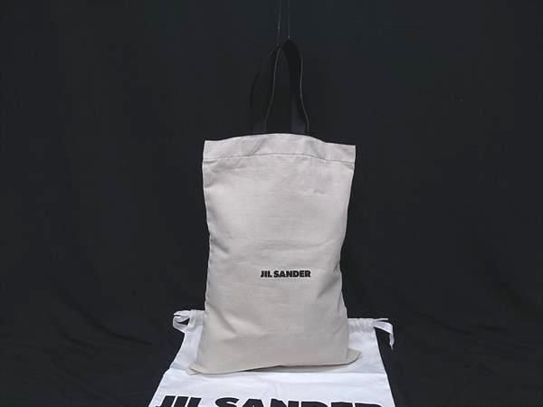 ■新品同様■ JIL SANDER ジルサンダー キャンバス トートバッグ ハンドバッグ レディース メンズ ベージュ系×ブラック系 FR0891