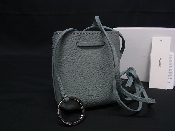 ■新品■未使用■ VASIC ヴァジック マイクロボンド レザー ショルダーバッグ ミニバッグ マルチケース グリーン系 FR0900