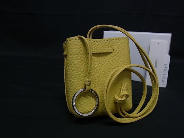 ■新品■未使用■ VASIC ヴァジック マイクロボンド レザー ショルダーバッグ ミニバッグ マルチケース レディース イエロー系 FR0901