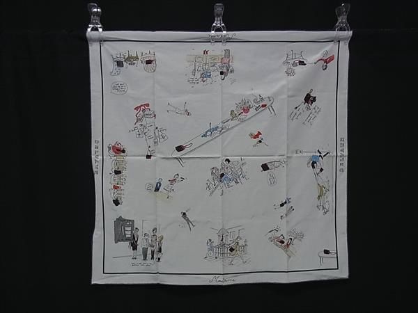 ■新品同様■ DELVAUX デルボー シルク55%×コットン45% スカーフ ストール レディース アイボリー系 FR1750