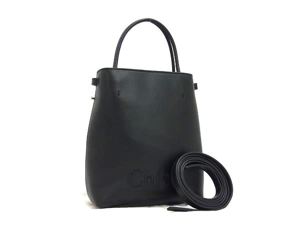■美品■ Chloe クロエ SENSE センス レザー 2WAY ハンドバッグ ミニバッグ ショルダー クロスボディ レディース ブラック系 FR1780