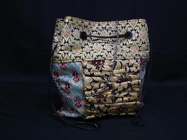 ■美品■ miumiu ミュウミュウ ゴブラン織り キャンバス チェーン 花柄 2WAY ハンドバッグ ショルダー 斜め掛け ゴールド系 FR1798