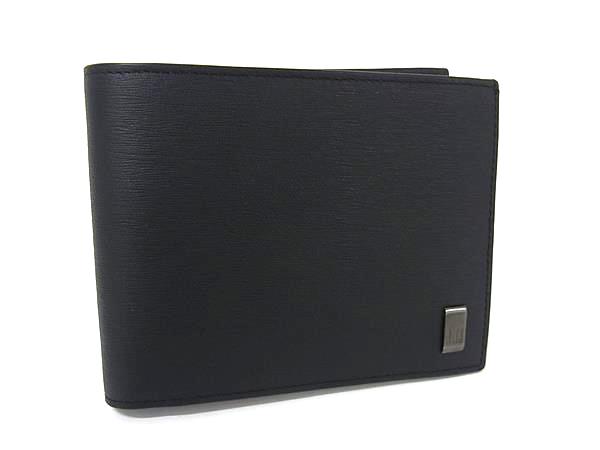 ■新品同様■ dunhill ダンヒル サイドカー レザー 二つ折り 財布 ウォレット 小銭入れ 札入れ カード入れ メンズ ブラック系 FR4257