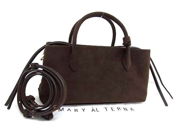 ■新品同様■ MARY AL TERNA メアリオルターナ スエード RIKYU 2WAY クロスボディ ハンドバッグ ショルダー ブラウン系 FR4955