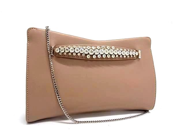 ■極美品■ JIMMY CHOO ジミーチュウ レザー ビジュー チェーン 2WAY クロスボディ ショルダー クラッチ パーティーバッグ FR5416