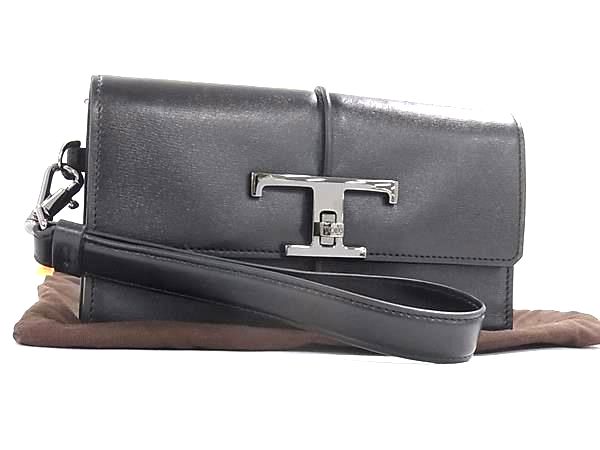 ■新品■未使用■ TODS トッズ Tタイムレス レザー ターンロック クラッチバッグ セカンドバッグ レディース ブラック系 FR5435