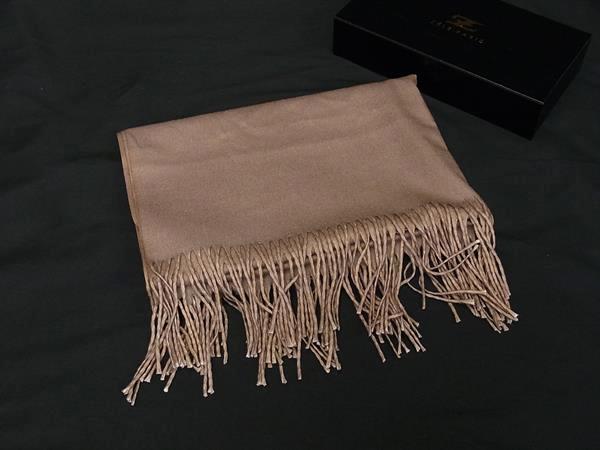 ■美品■ ZELE PARIS ゼルパリ レーヨン100％ フリンジ マフラー ストール ショール 防寒具 メンズ レディース ブラウン系 FR5521