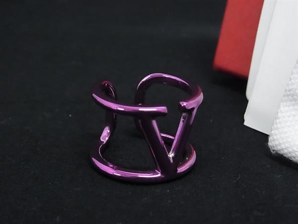 ■新品同様■ VALENTINO GARAVANI ヴァレンティノ ガラヴァーニ Vロゴ リング 指輪 アクセサリー 約16号 パープル系 FR5530