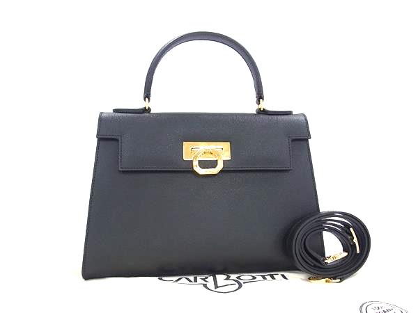 ■新品■未使用■ CARBOTTI カルボッティ レザー ワンハンドル 2WAY ハンドバッグ ショルダー ブラック系×ゴールド系 FS0892