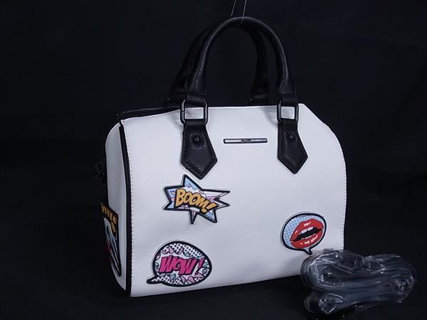 ■新品■未使用■ ALDO アルド レザー 2WAY クロスボディ ショルダーバッグ ハンドバッグ 斜め掛け アイボリー系×ブラック系 FS0936