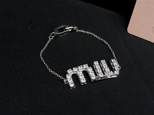 ■新品同様■ miumiu ミュウミュウ 5JB297 ラインストーン ブレスレット アクセサリー レディース シルバー系 FS2608