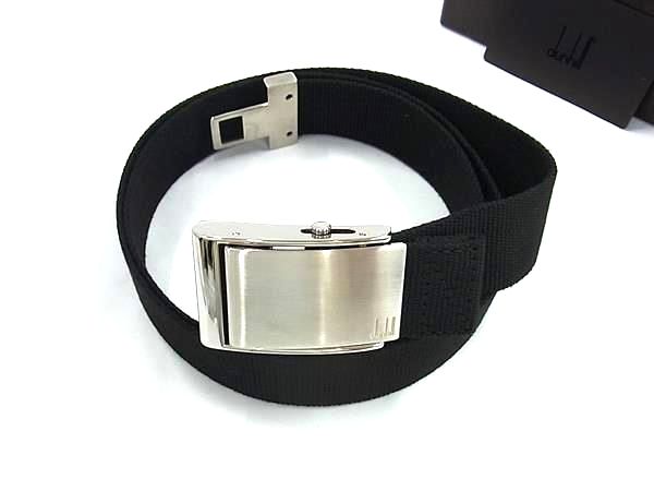 ■極美品■ dunhill ダンヒル キャンバス シルバー金具 ベルト メンズ ブラック系 FS3244