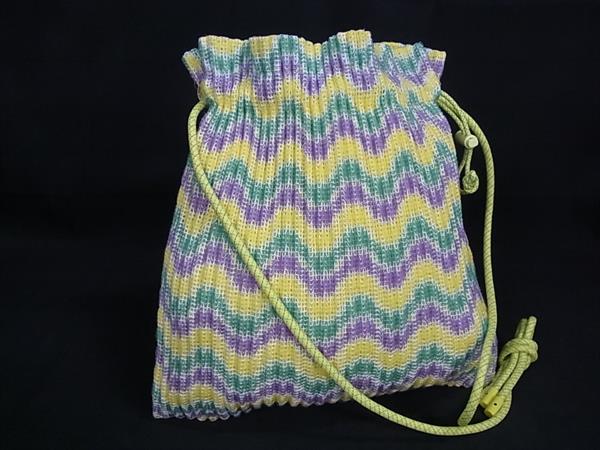 ■新品同様■ PLEATS PLEASE プリーツプリーズ ポリエステル クロスボディ ショルダーバッグ 斜め掛けかばん イエロー系 FT0159