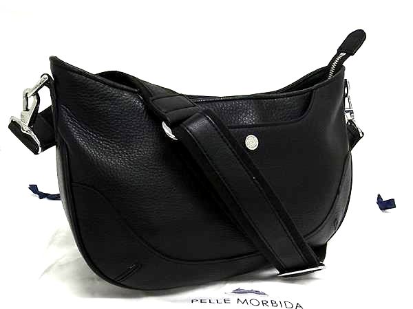 ■新品同様■ PELLE MORBIDA ペッレ モルビダ メイデンヴォヤージュ レザー クロスボディ ショルダーバッグ ブラック系 FT0365