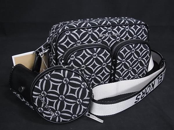 ■新品■未使用■ MICHAEL KORS マイケルコース キャンバス ミニケース付き クロスボディ ショルダーバッグ ブラック系 FT0375