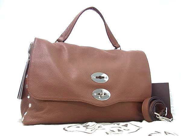 ■新品同様■ ZANELLATO ザネラート 32154622 ポスティーナ レザー 2WAY クロスボディ ハンドバッグ ショルダー ブラウン系 FT0459