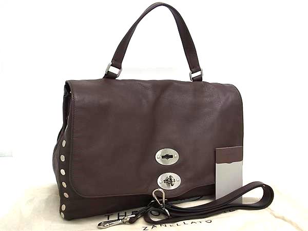 ■新品同様■ ZANELLATO ザネラート ポスティーナ レザー 2WAY ショルダーバッグ ハンドバッグ レディース ブラウン系 FT0524