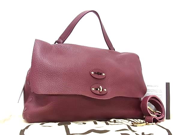 ■美品■ ZANELLATO ザネラート ポスティーナ レザー 2WAY ショルダーバッグ ハンドバッグ レディース レッド系 FT0552